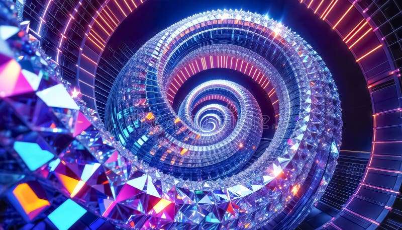 Gorgeous Complex Spiral of Diamonds and Gemstones Unwinding, Top View ...