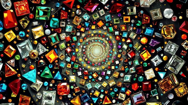 Gorgeous Complex Spiral of Diamonds and Gemstones Unwinding, Top View Stock Footage - Video of ...
