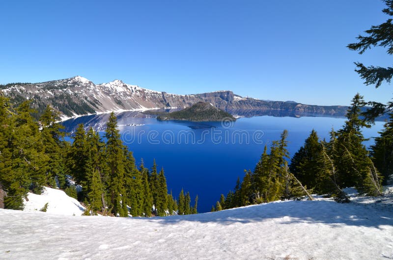 Gorgeous Crater Lake on a Spring Day, Oregon Stock Photo - Image of ...