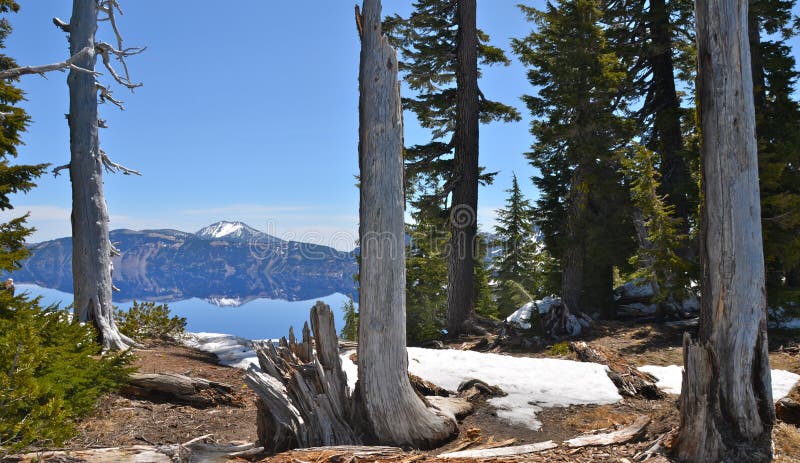 Gorgeous Crater Lake on a Spring Day, Oregon Stock Image - Image of ...