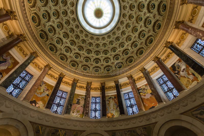 Gorgeous Domed Ceiling with Epic Murals and Marble Columns Editorial ...