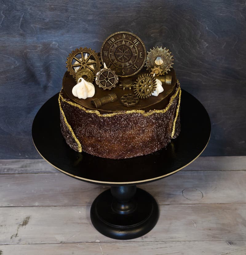 Gorgeous Extra Chocolate Steam Punk Cake with Gilded Glaze Stock Photo ...