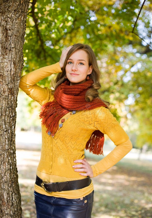Fall Fashion Girl Posing on the Street. Stock Image - Image of person ...