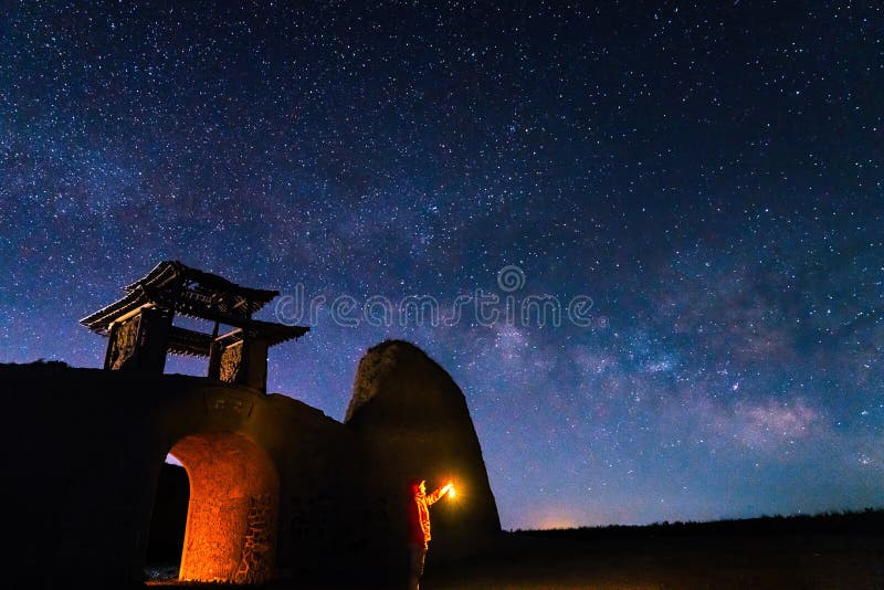 Gorgeous Galaxy and Ancient City Editorial Image - Image of ...