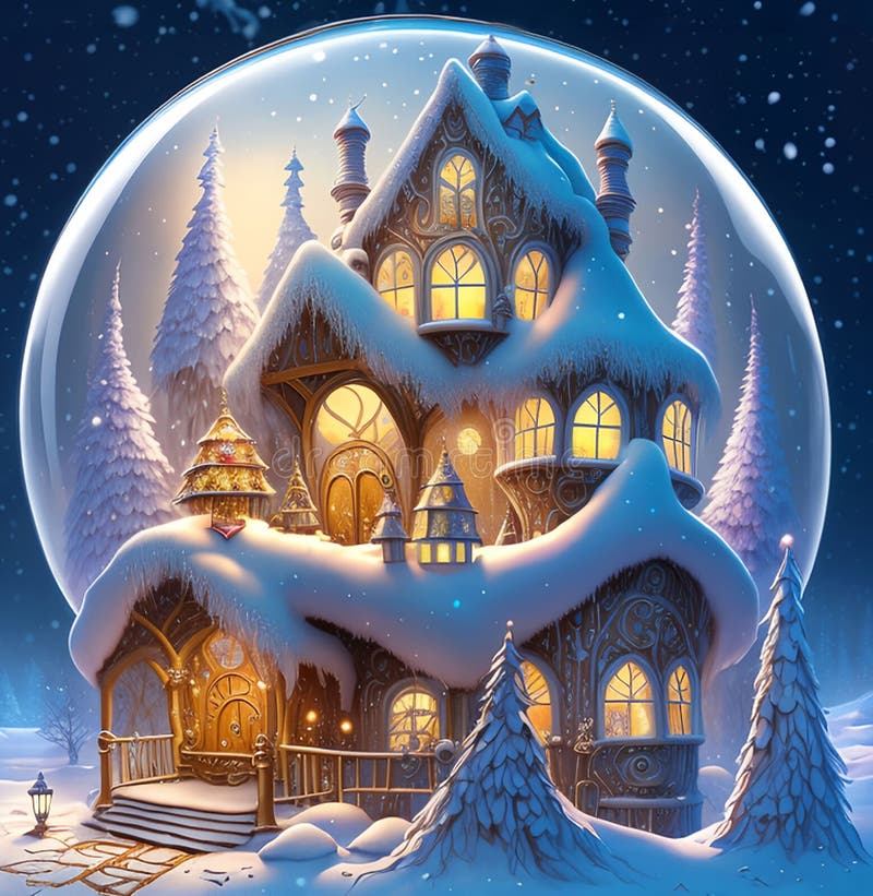 Gorgeous Gingerbread House Inside a Snowglobe, AI Stock Photo - Image ...