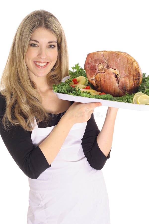 Gorgeous Girl with Honey Baked Ham Stock Image - Image of diet ...
