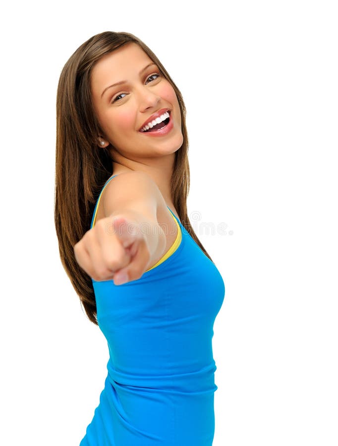 Gorgeous Girl Points Towards Camera Stock Image - Image of confident ...