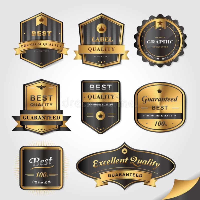 Gorgeous golden labels stock illustration. Illustration of banner ...