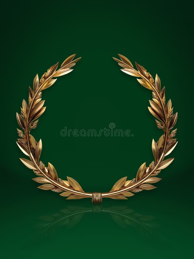 A Gorgeous Golden Laurel Wreath Awards Frame on Royal Green Stock ...