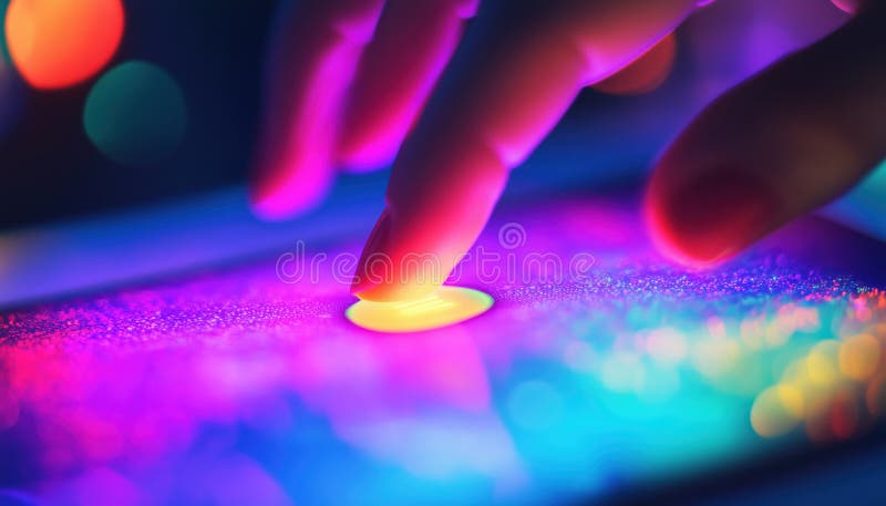 Gorgeous Hand Activates Touchscreen with Forefinger Stock Photo - Image ...