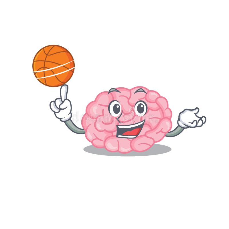 With Basketball Brain Character Cartoon Mascot Stock Vector ...