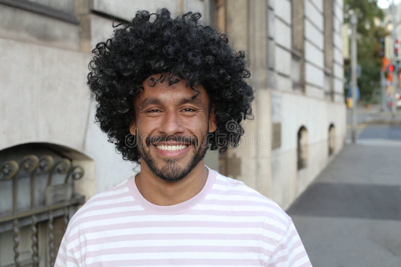 Gorgeous Man with Afro Hairstyle Stock Image - Image of handsome, beard ...