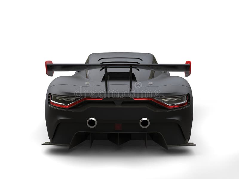Gorgeous Matte Black Super Car with Red Details - Back View Stock ...