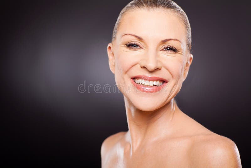 Mid age woman smiling stock photo. Image of mature, makeup - 29799992