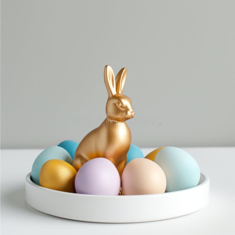 Gorgeous Minimalist Easter Backdrop Adorned with Vibrant Eggs, a Golden ...