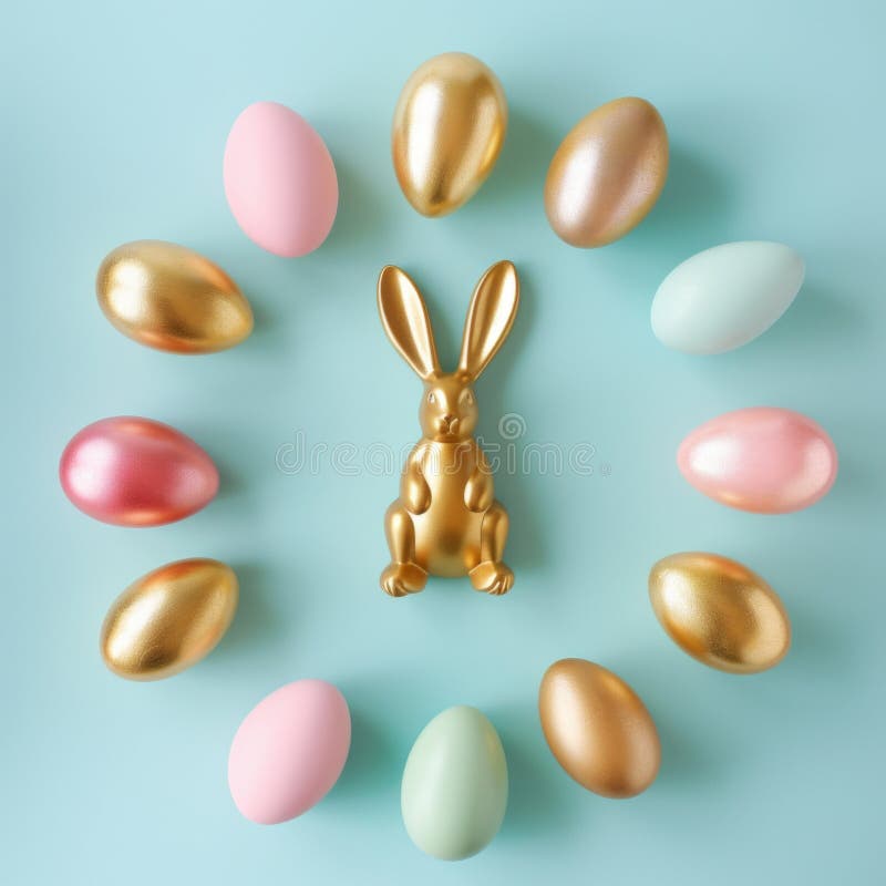 Gorgeous Minimalist Easter Backdrop Adorned with Vibrant Eggs, a Golden ...
