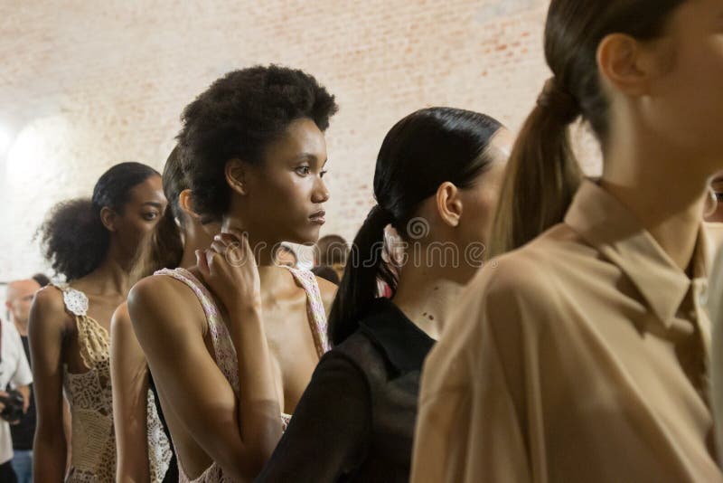 Gorgeous Models Posing in the Backstage Editorial Stock Photo - Image ...