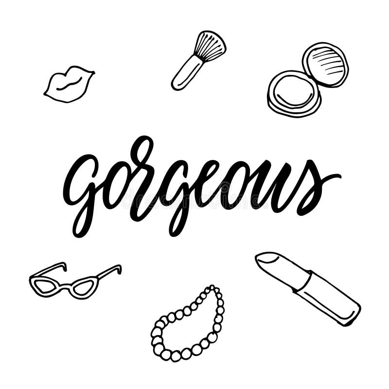 Gorgeous! Modern Calligraphy and Feminine Hand Drawn Icons. Stock ...