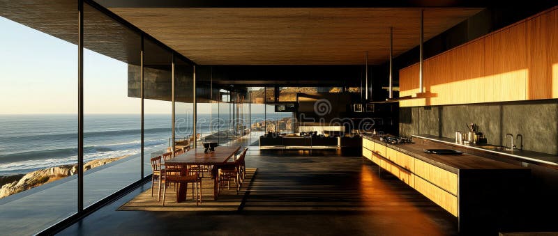 Gorgeous Modern Kitchen in Beachside Escape with Sweeping Views Stock ...