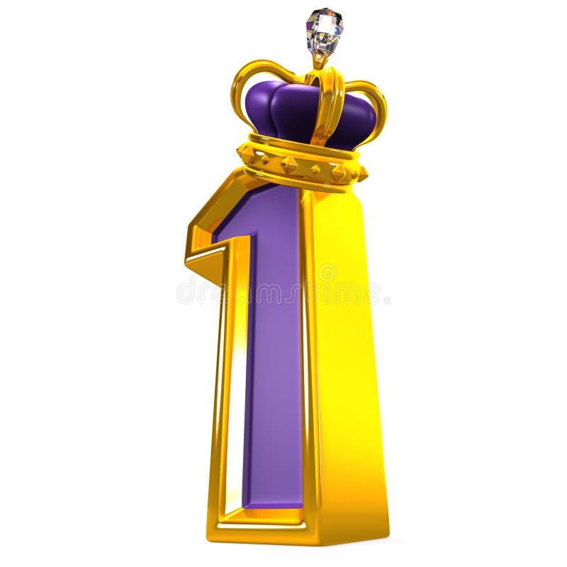Gorgeous Number One with Crown Stock Illustration - Illustration of ...