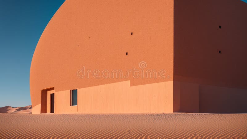 A Gorgeous Orange Building in the Desert with a Blue Sky AI Generative ...