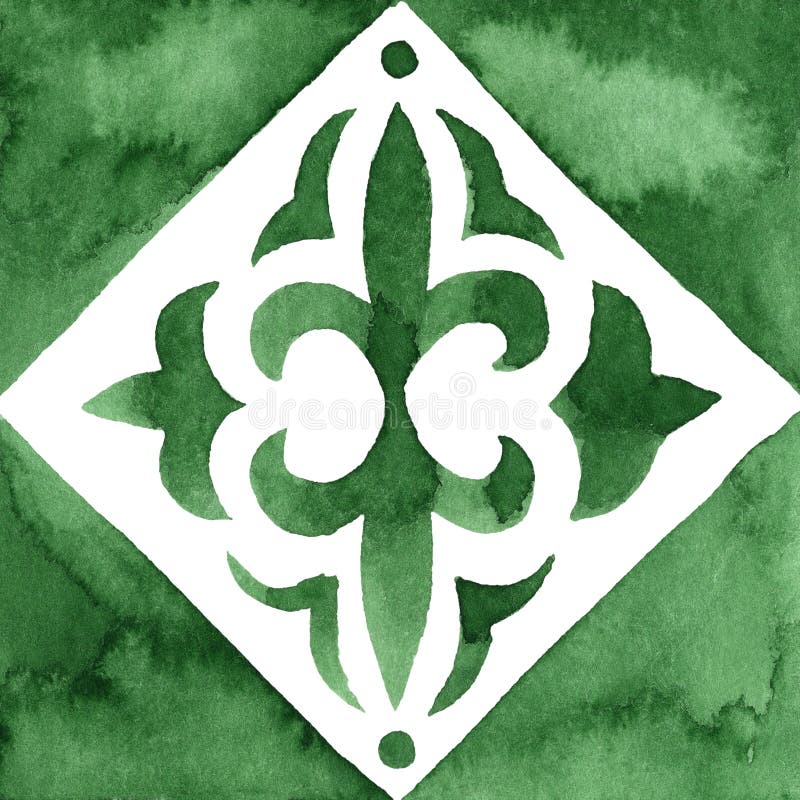 Gorgeous Patchwork Pattern from Dark Green and White Moroccan ...