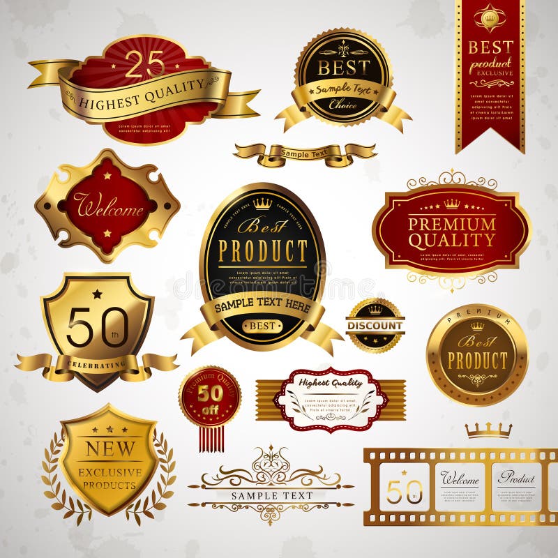 Gorgeous Premium Quality Golden Labels Collection Stock Vector ...