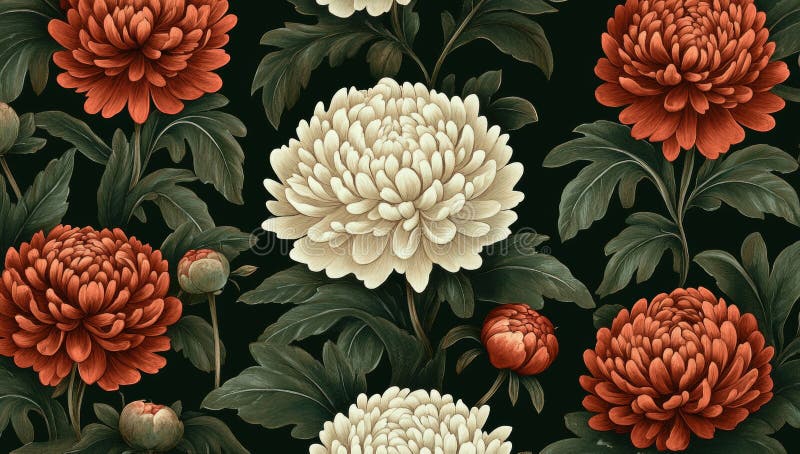 A Gorgeous Seamless Design Featuring Vibrant Victorian Floral and ...