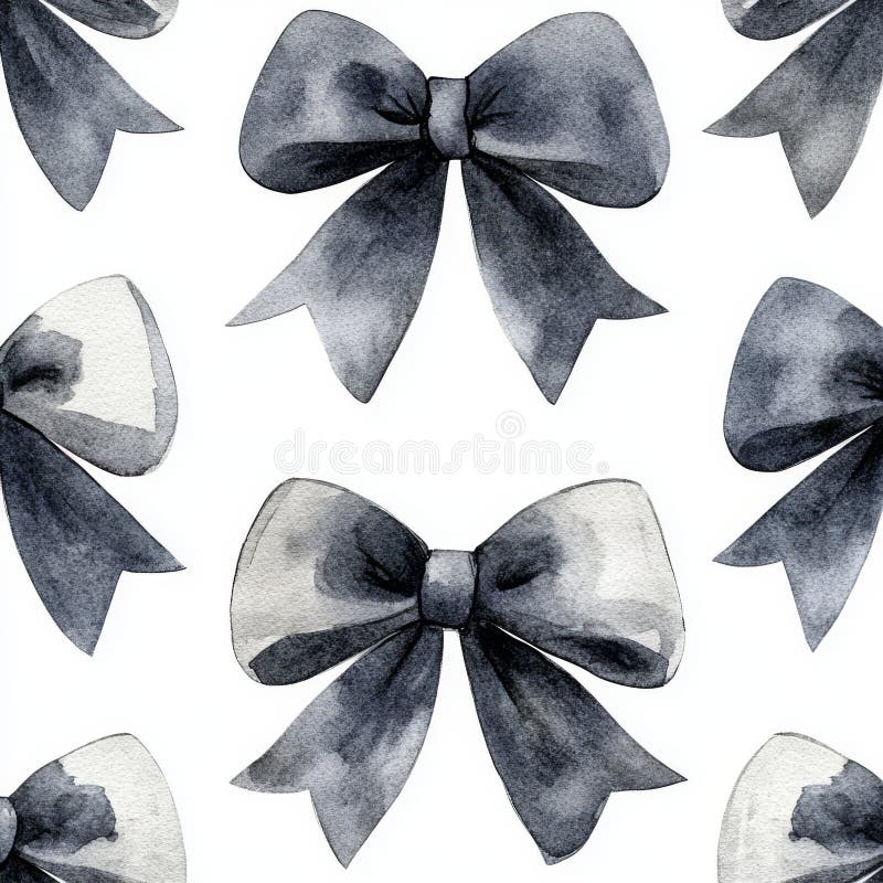 Gorgeous Seamless Pattern Featuring Hand-drawn Watercolor Black Bows ...