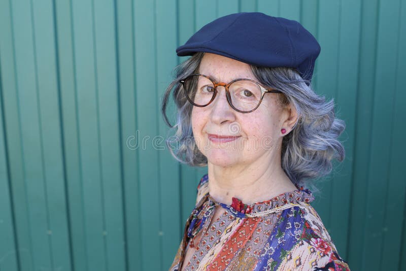 Gorgeous Senior African American Woman Wearing Glasses With Copy Space