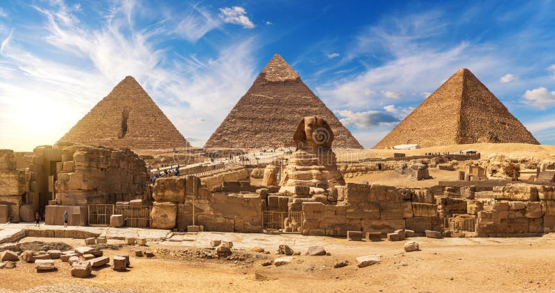The Sphinx in Front of the Pyramids, Close View Stock Image - Image of ...