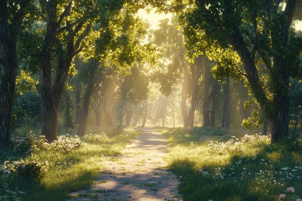 Gorgeous Sunlight Filtering through the Gaps in the Forest Trees. Stock ...