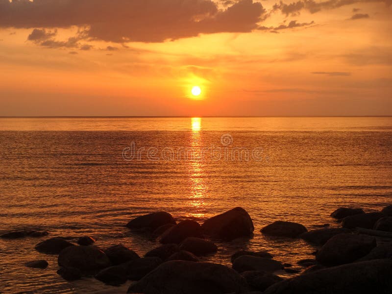 Sunset Landscape Background, Pebble Beach Stock Photo - Image of sunset ...