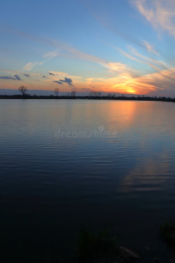 Gorgeous Sunset Over the Lake Stock Photo - Image of peace, nature ...