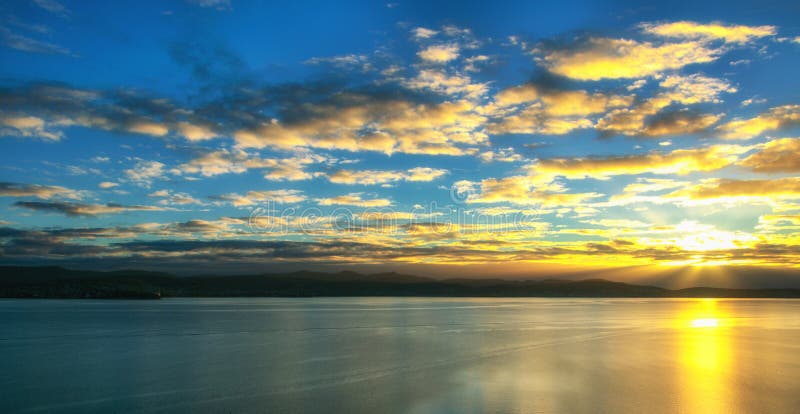 Sunset Over the Water in Hobart, Tasmania Stock Image - Image of ...