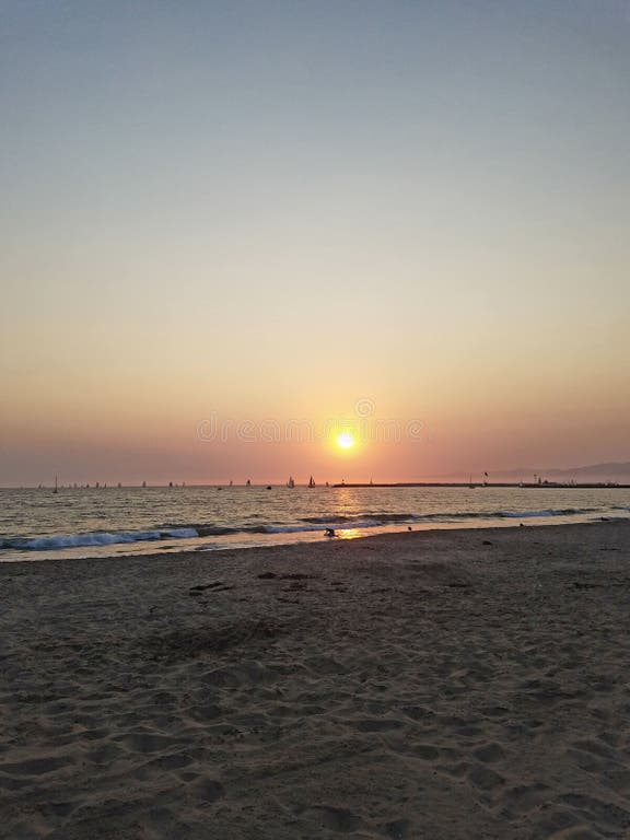 Gorgeous Sunset at Playa Del Rey Beach. Stock Image - Image of sunset ...