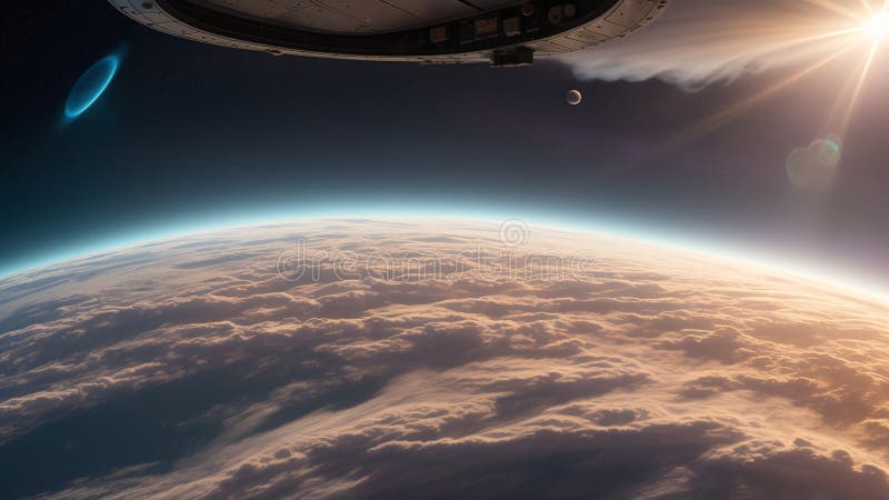 A Gorgeous View of the Earth from Space with a Bright Sun AI Generative ...