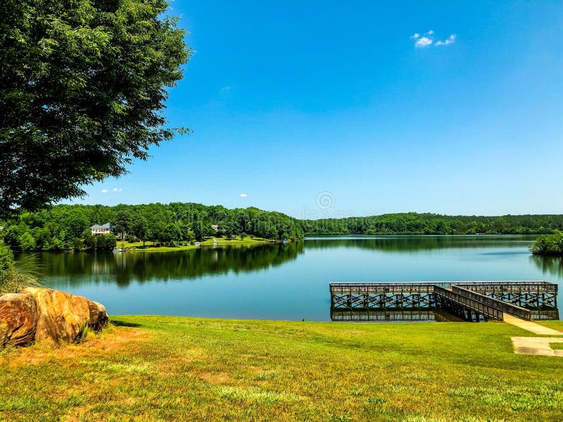 Beautiful Lakeside View From The Dock Stock Image - Image of blue ...