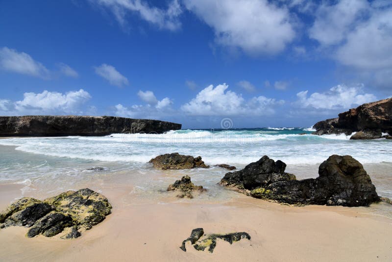 Gorgeous View of a Remote Secluded Beach in Aruba Stock Photo - Image ...