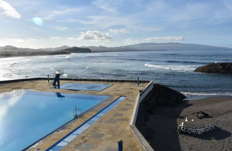 Gorgeous View of Sand Beach and Public Swimming Pool Stock Photo ...
