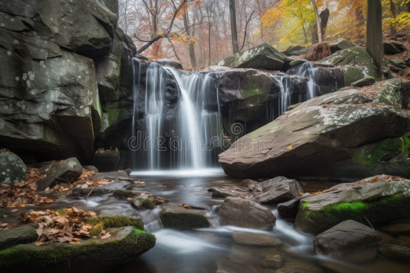 Gorgeous Waterfall Cascading Over Boulders in the Wilderness Stock ...