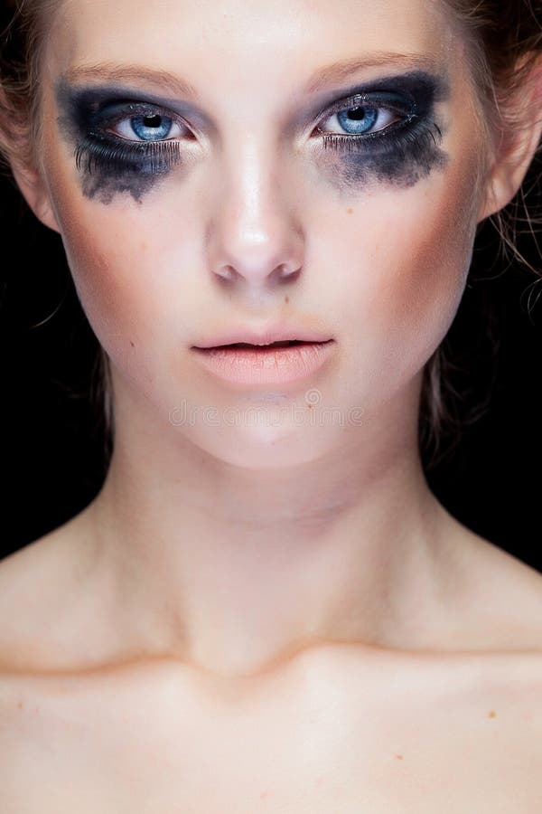 Gorgeous Woman with Black Crying Make Up Stock Photo - Image of eyes ...