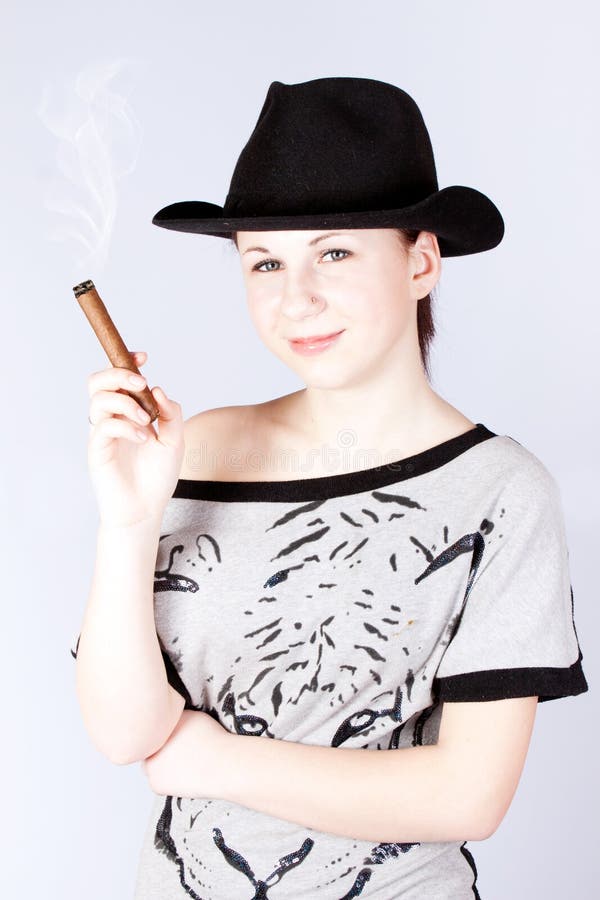 Gorgeous Woman with Cigar stock photo. Image of adult - 19325270