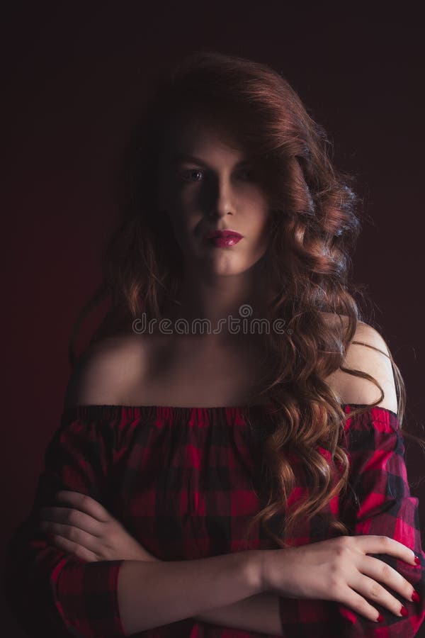 Gorgeous Woman Shadow Her Face Red Light Stock Photos - Free & Royalty ...