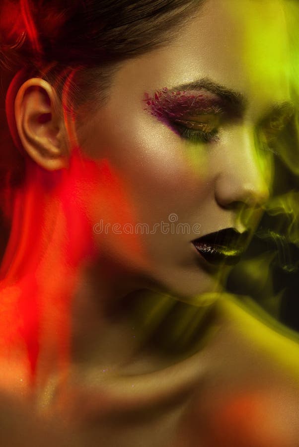 Gorgeous Woman Shooted with Mixed Lights Stock Image - Image of ...