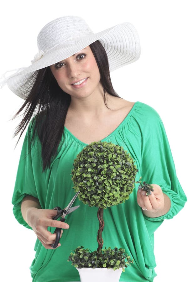 Gorgeous Woman Wearing a White Garden Hat Stock Photo - Image of ...