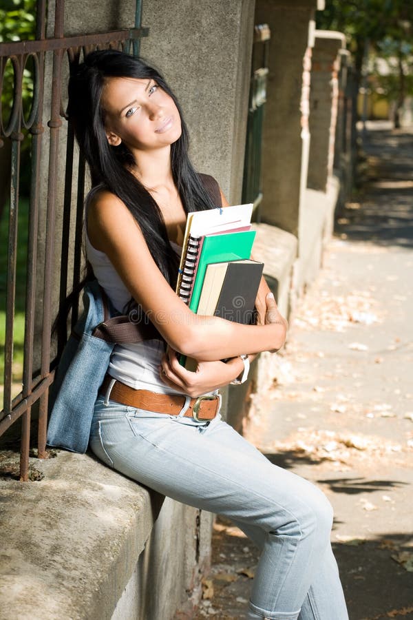 Gorgeous Young Brunette Student. Stock Photo - Image of portrait ...