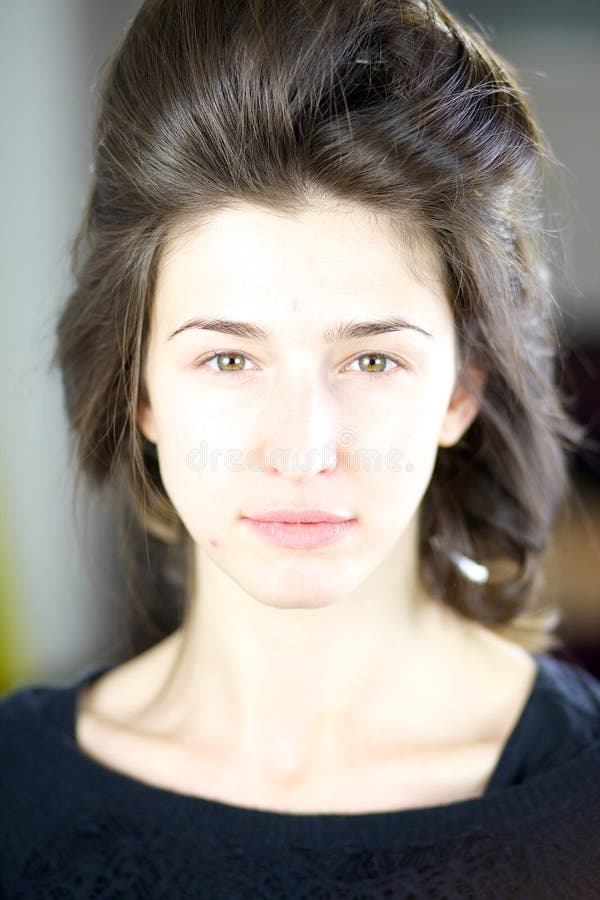 Gorgeous Young Female Model without Make and Hairdo Stock Photo - Image ...