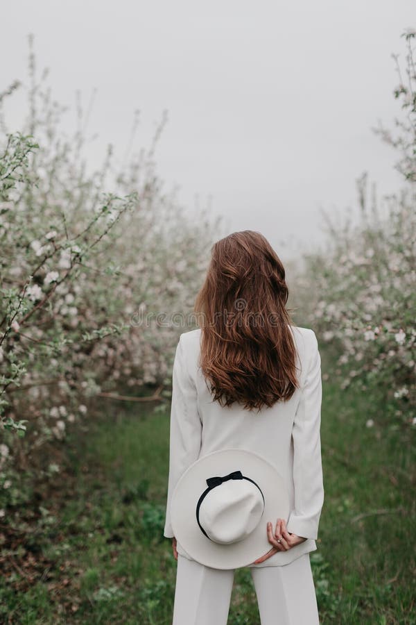 Gorgeous Young Model Posing in Garden Stock Photo - Image of pose ...