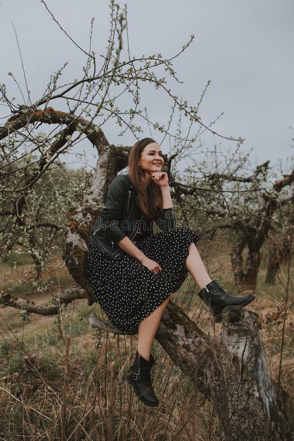 Gorgeous Young Model Posing in Garden Stock Image - Image of portrait ...